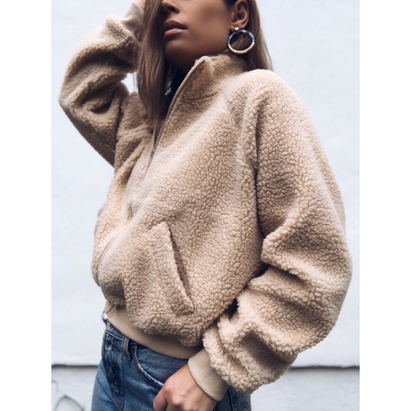 Jackets & Coats | Teddy Zip Up Jacket Allie Beige | Poshmark